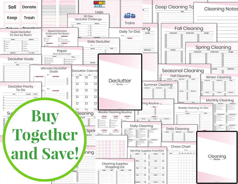 Cleaning & Decluttering Binders Fillable Bundle - Pink – Organized 31 Shop
