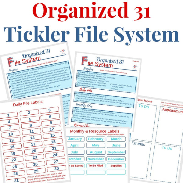 Paperwork & Task Organization – Organized 31 Tickler File System ...